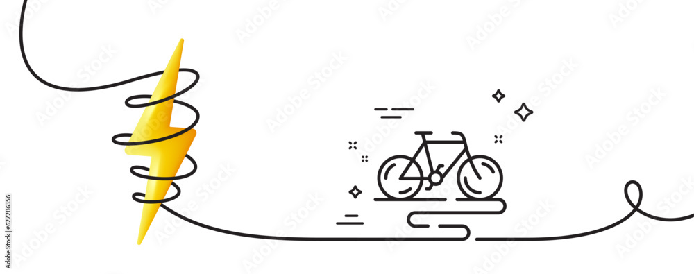 Bike line icon. Continuous one line with curl. Bicycle route sign ...