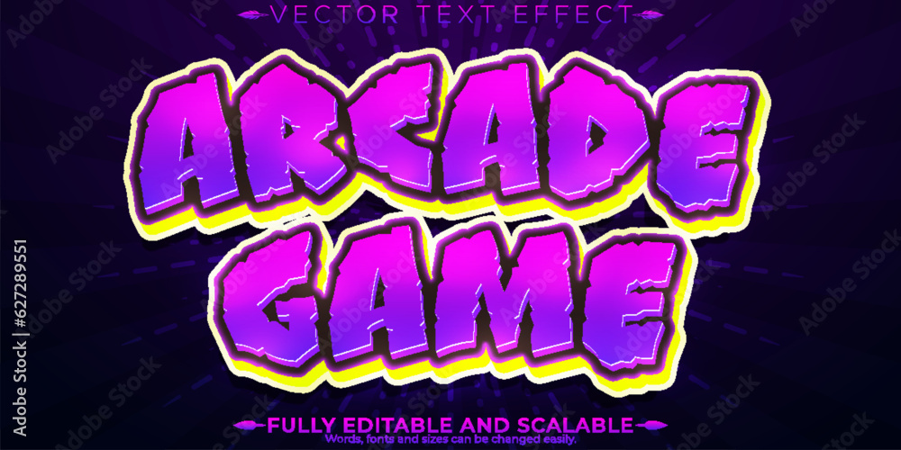 Arcade text effect, editable pixel and retro text style Stock Vector ...