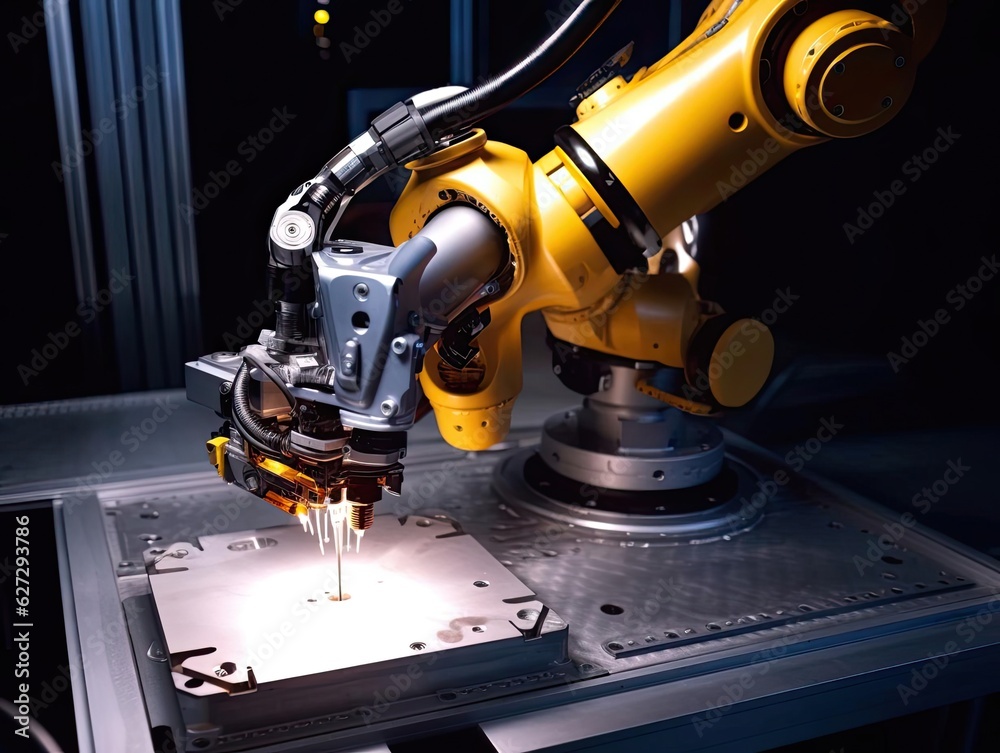 This image depicts a closeup view of a robotic arm holding a wrench ...