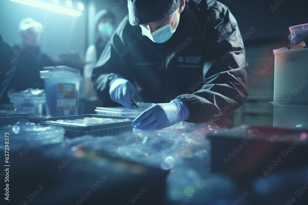 Police Officers Conducting Forensic Investigation at a Crime Scene for ...