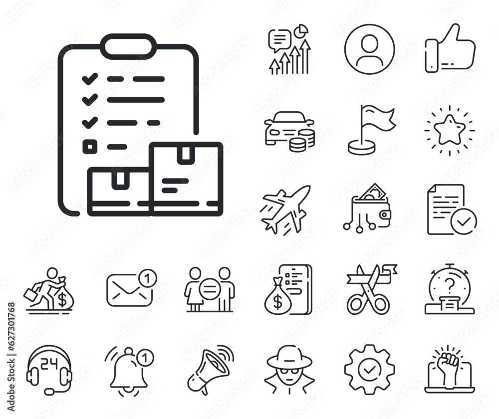 Warehouse pallet sign. Salaryman, gender equality and alert bell ...