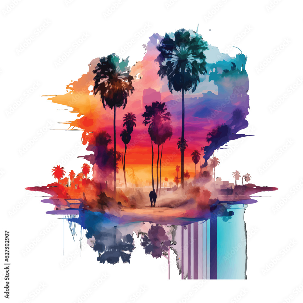 Beach Landscape | Transparent, 300dpi, digital tshirt, POD, EPS, vector ...