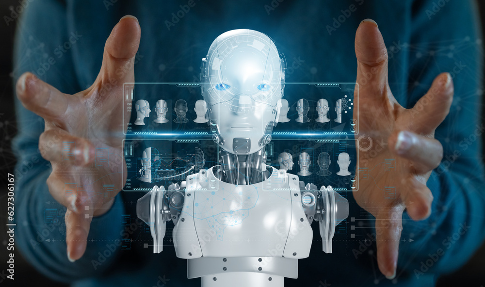 Human holding robot, Concept of Artificial intelligence, AI robot ...