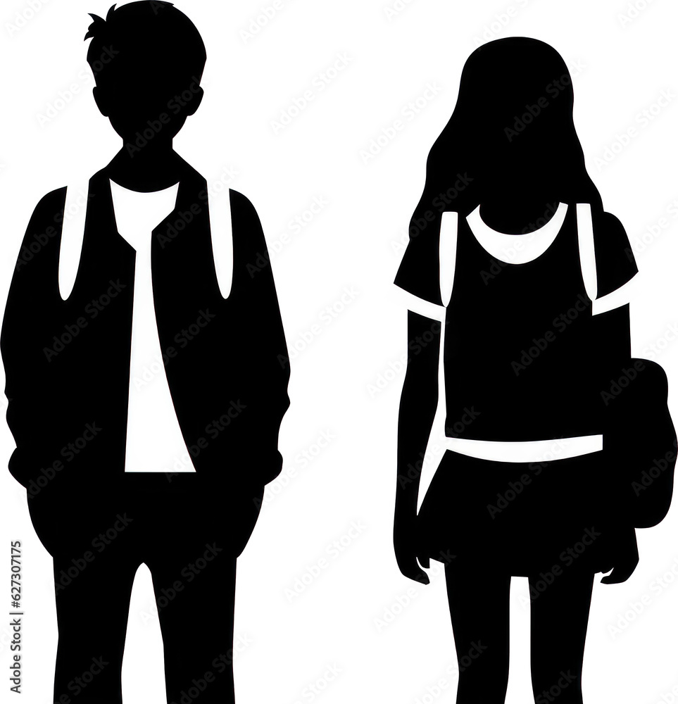 Boy and girl students classmates pictogram icon transparent background ...