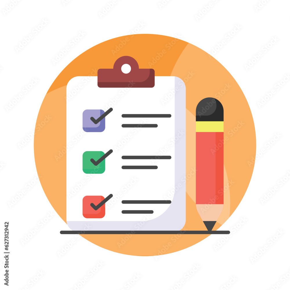Carefully designed checklist icon represents a list of tasks or items ...