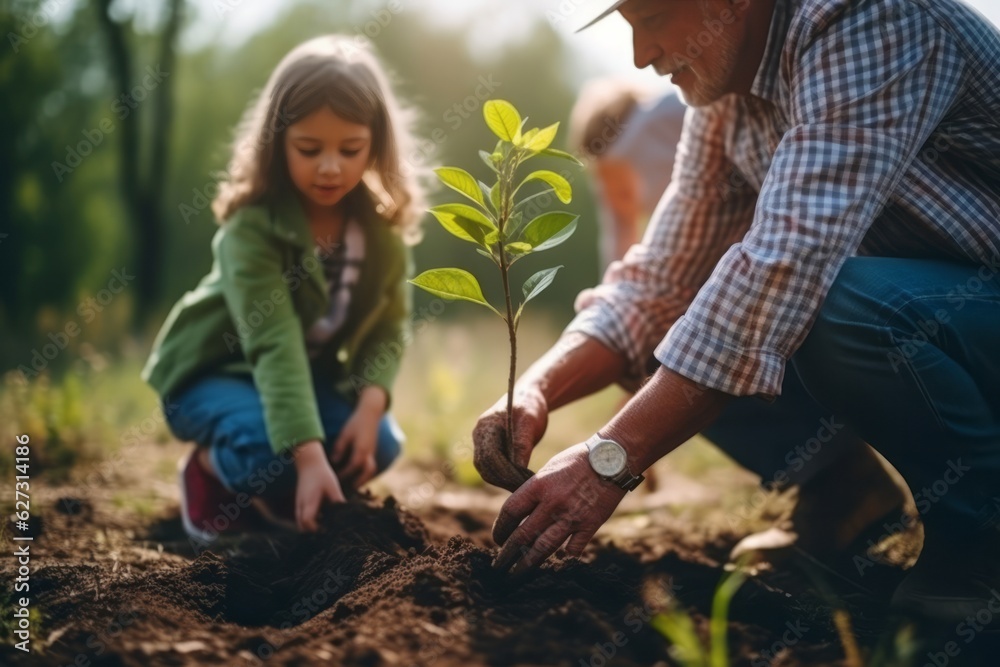 A diverse family honors a loved one's memory by jointly planting a tree ...