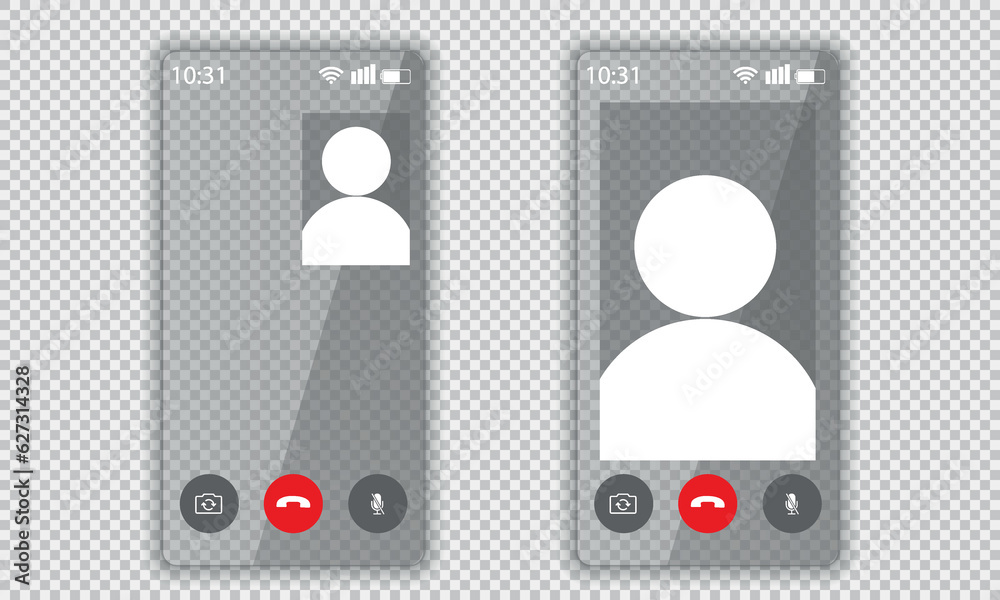 Call Screen Concept UI Set with realistic transparent background ...