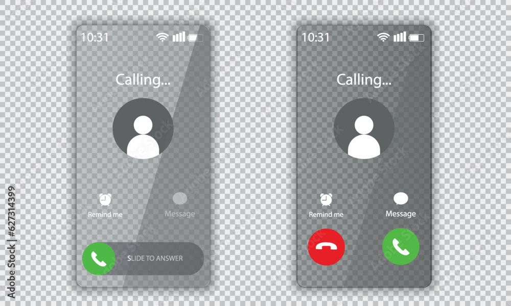 Call Screen Concept UI Set with realistic transparent background ...