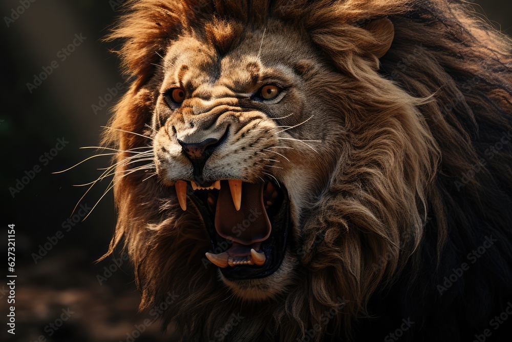 Lion Roaring: Symbol of Courage and Strength - AI Generated Stock Photo ...
