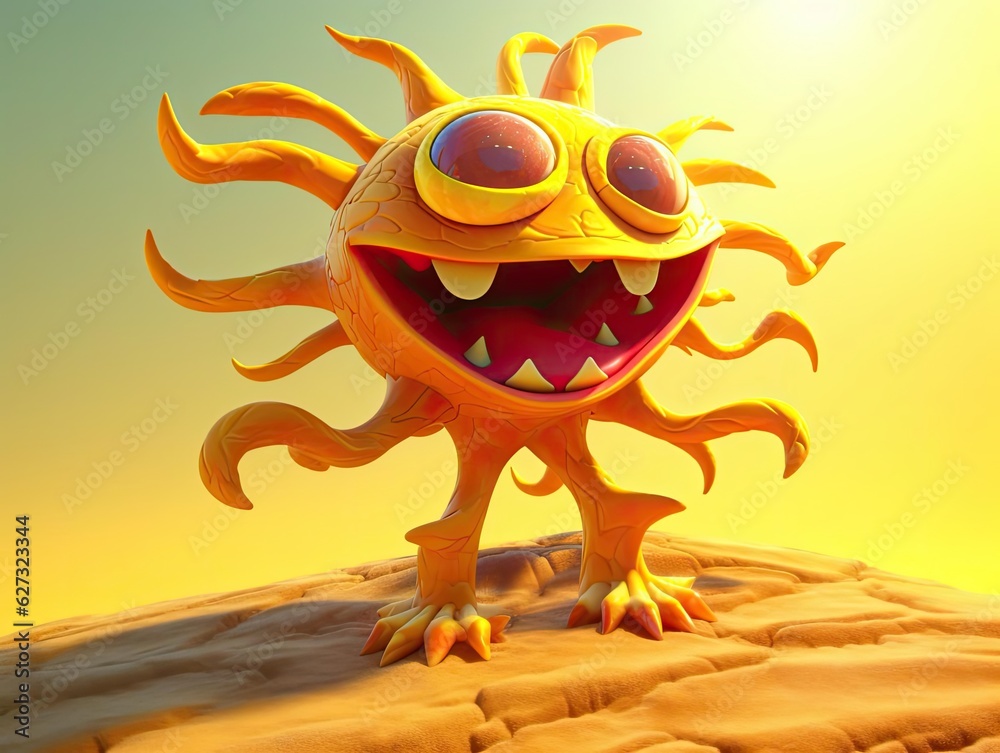Ilustração do Stock: The vibrant anthropomorphic sun character is ...