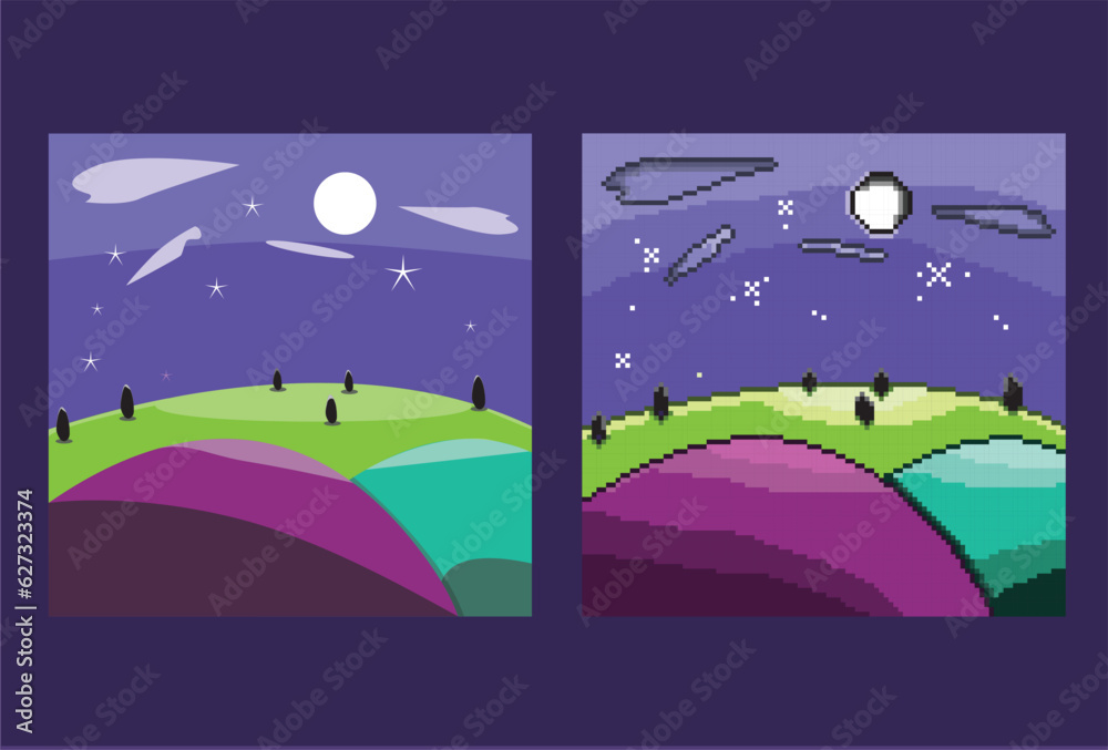 Colorful flat illustration.flat illustration.colorful landscape ...