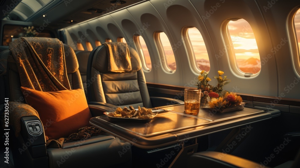 Luxurious interior of a private jet, Premium Business Class Seats for ...