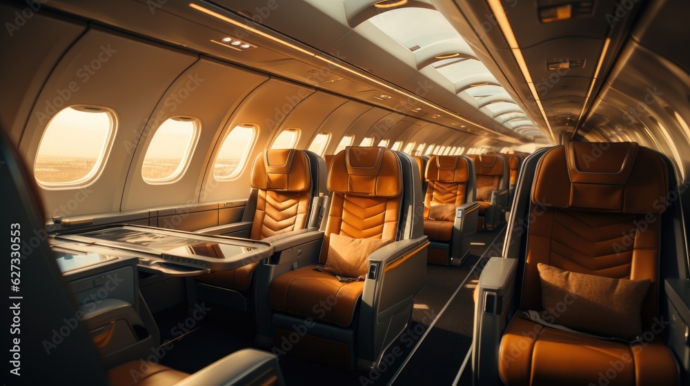 Luxurious interior of a private jet, Premium Business Class Seats for ...