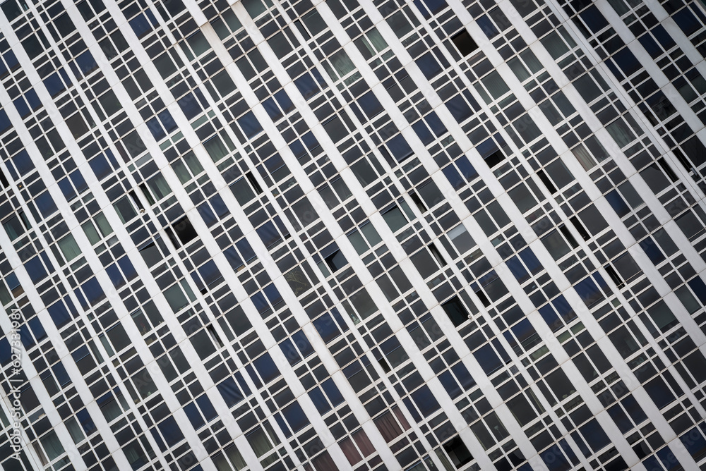 Abstract grid of window of a modern high-rise building, Paris, France ...