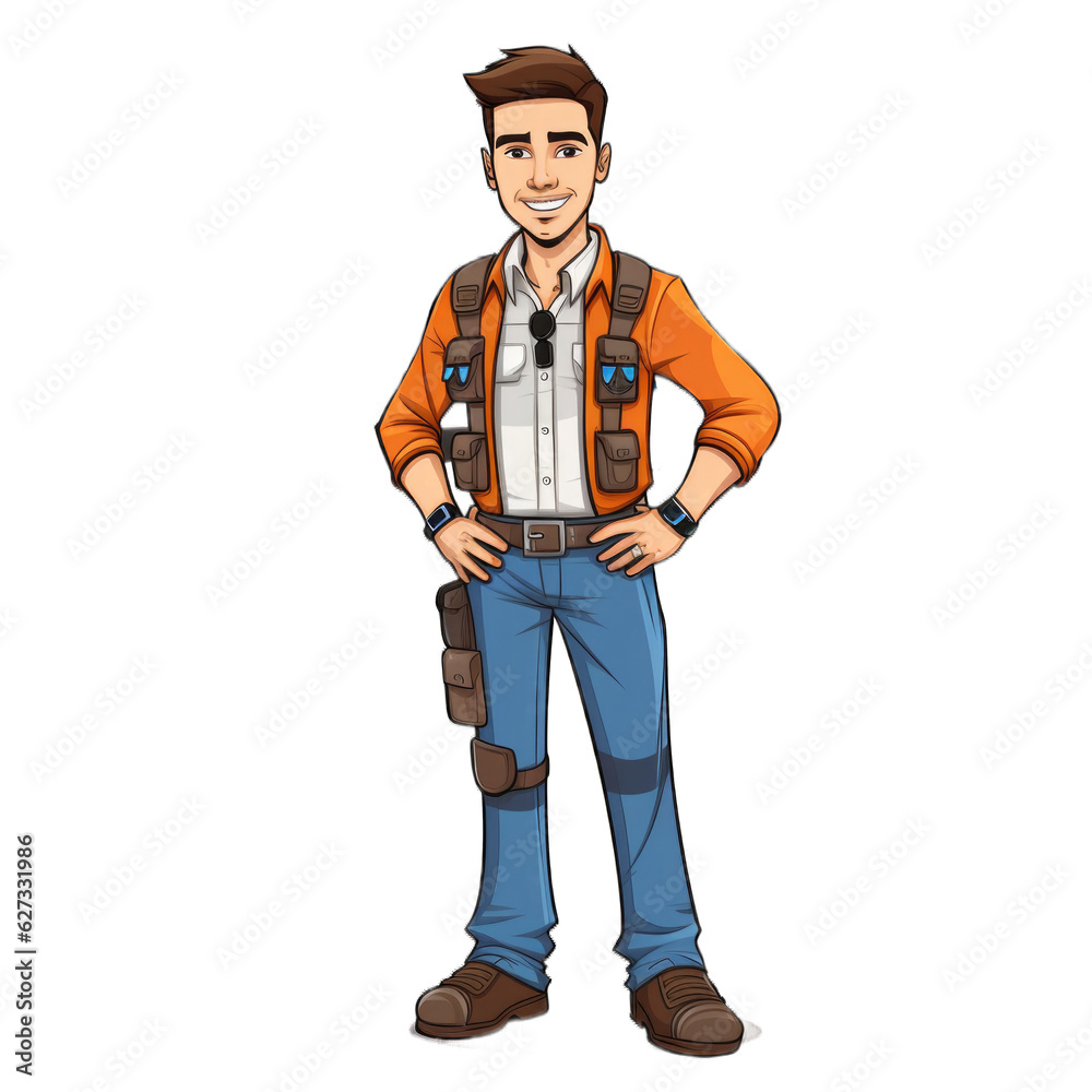 Flight Instructor cartoon character isolated on transparent background ...