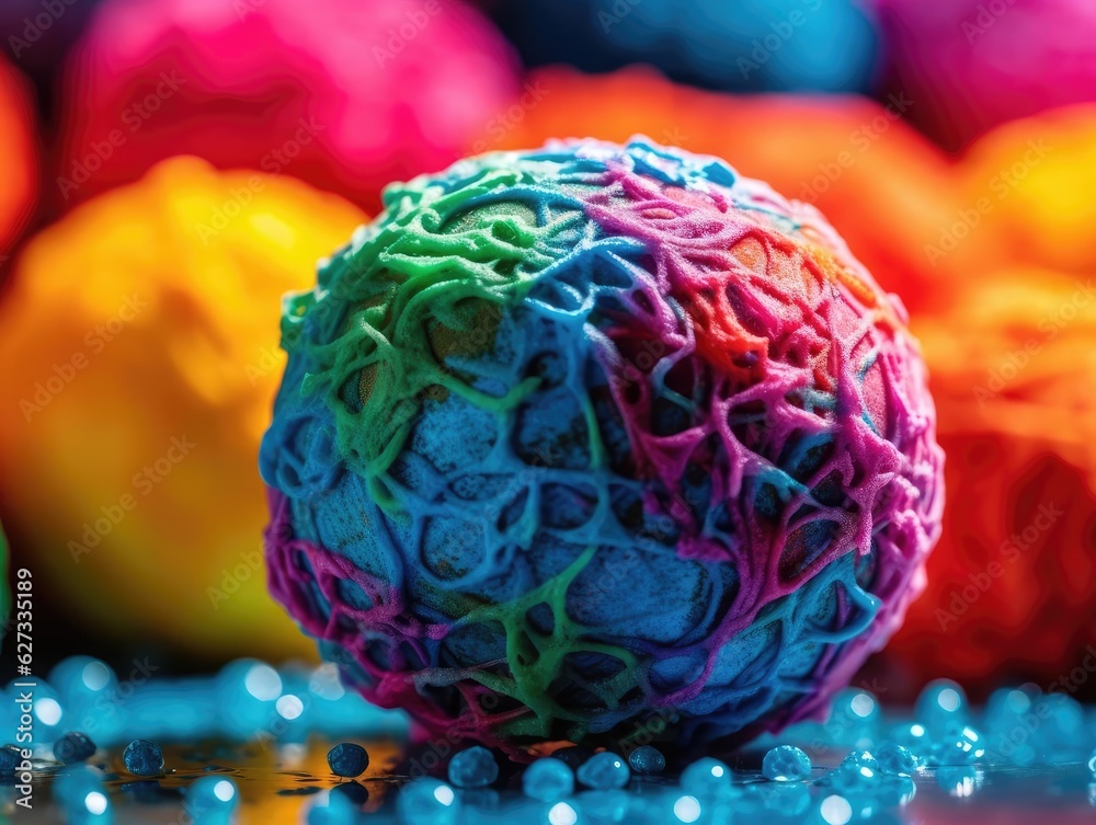 Foto de The stress ball in focus features a range of vibrant colors and ...