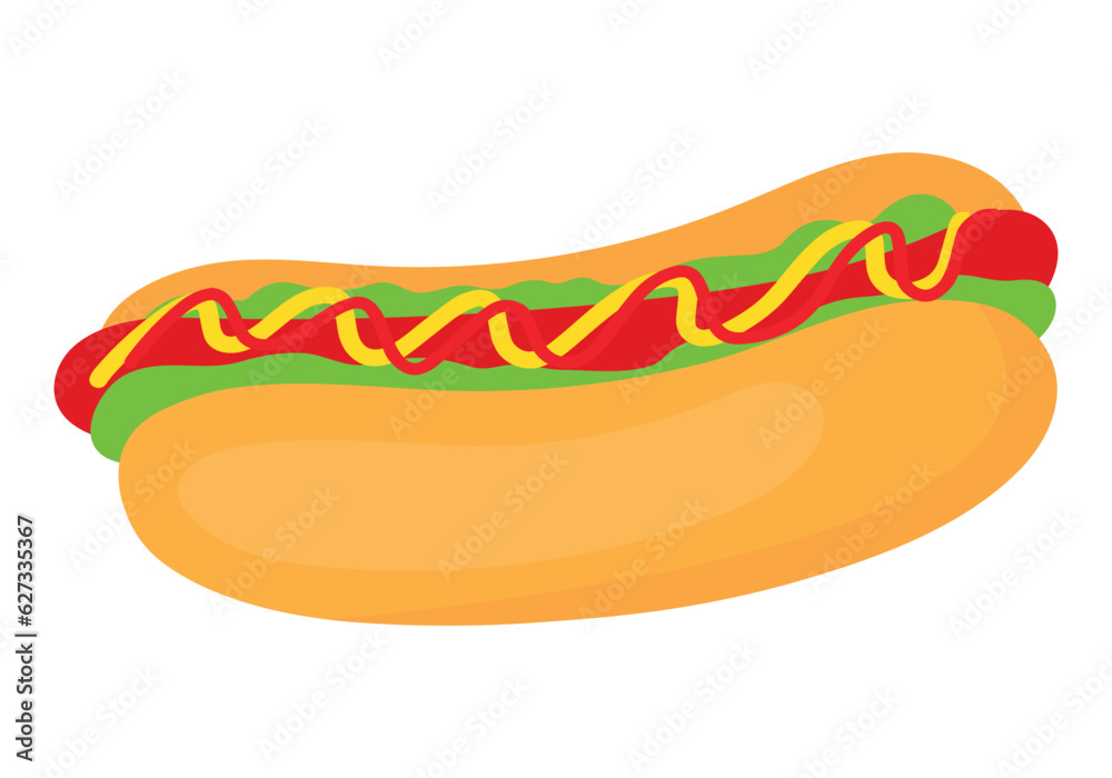 Hot Dog Fast Food Meal Doodle Cartoon Hand Drawing Vector Illustration ...
