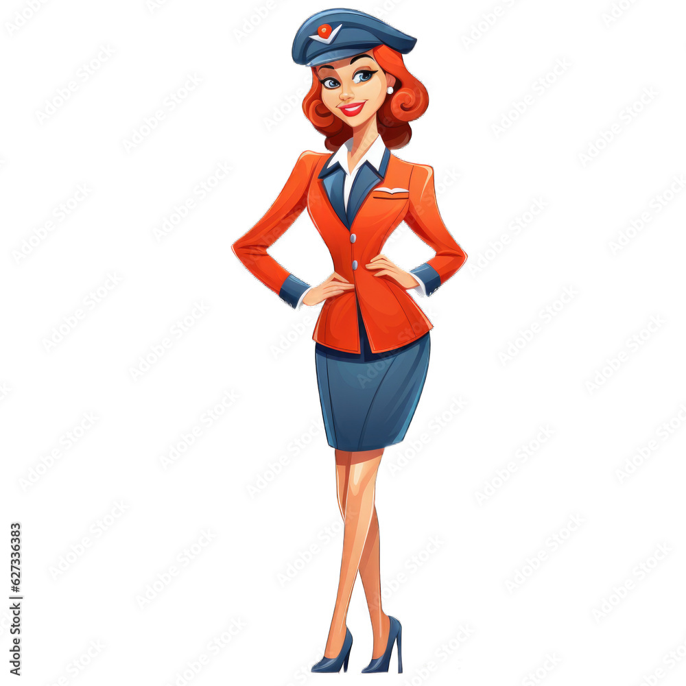 Flight Attendant cartoon character isolated on transparent background ...
