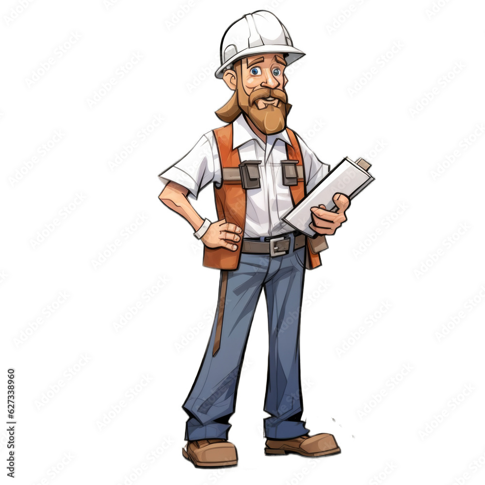 Architect cartoon character isolated on transparent background ...