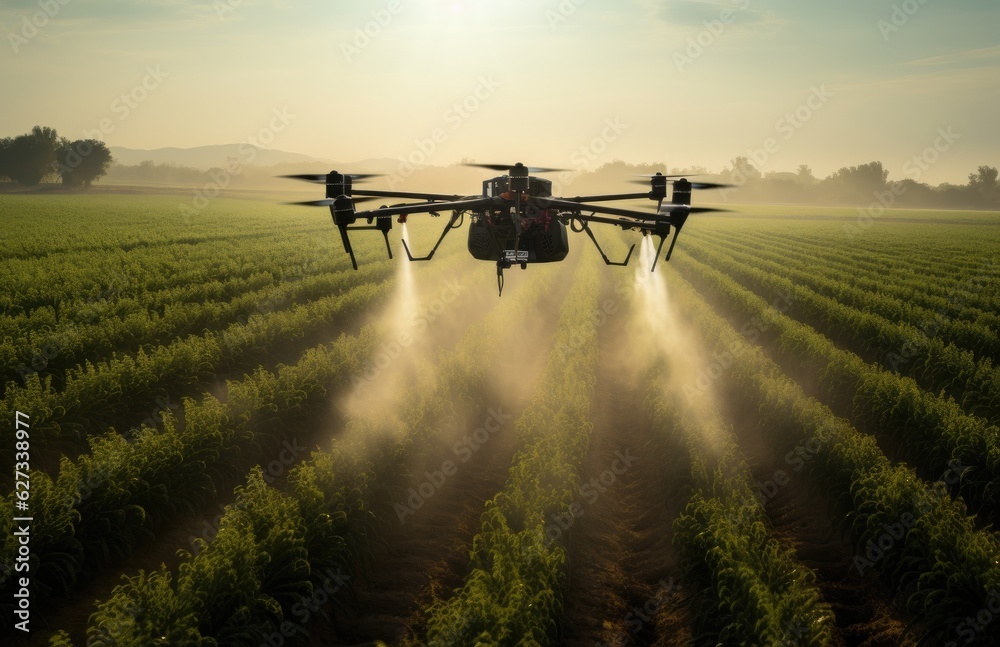 Smart farm drone flying spray Modern technologies in agriculture ...