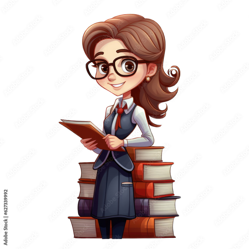 Librarian cartoon character isolated on transparent background ...