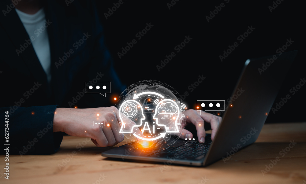 Chatbot Chat with AI, Artificial Intelligence. man using technology ...