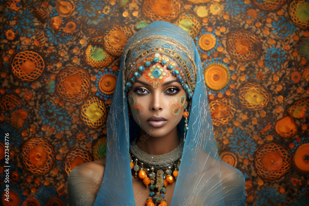 Beautiful Indian woman model in traditional ethnic closing front view ...