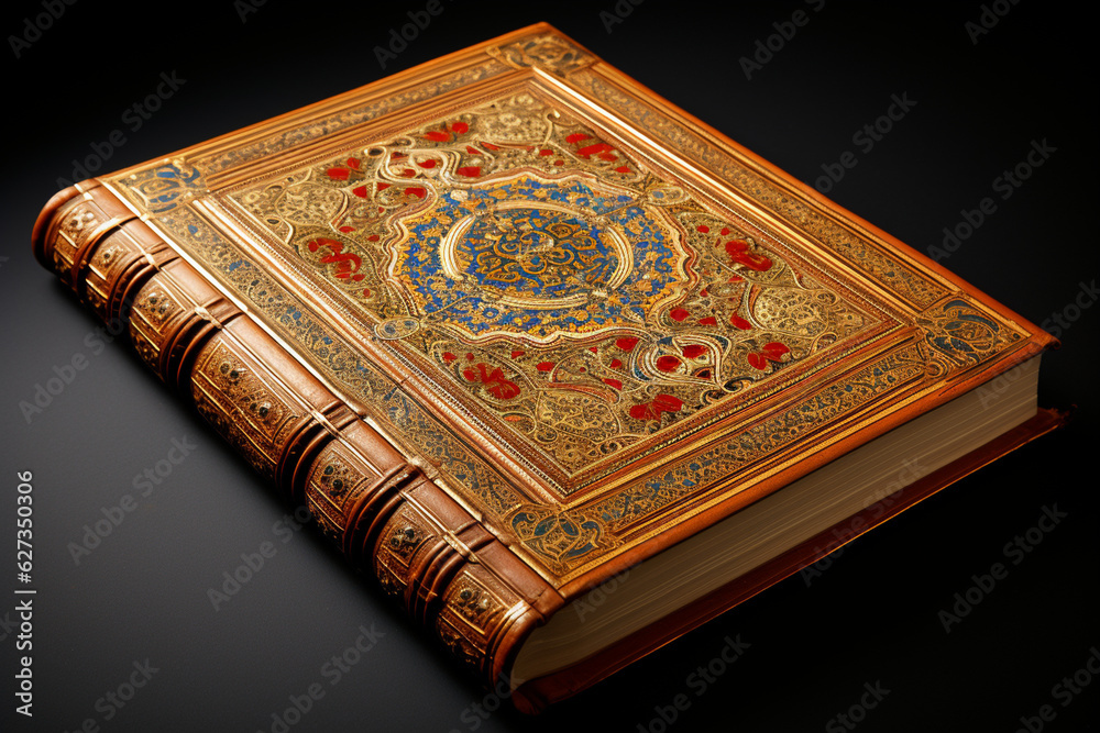 manuscript, adorned with intricate borders, representing the rich ...