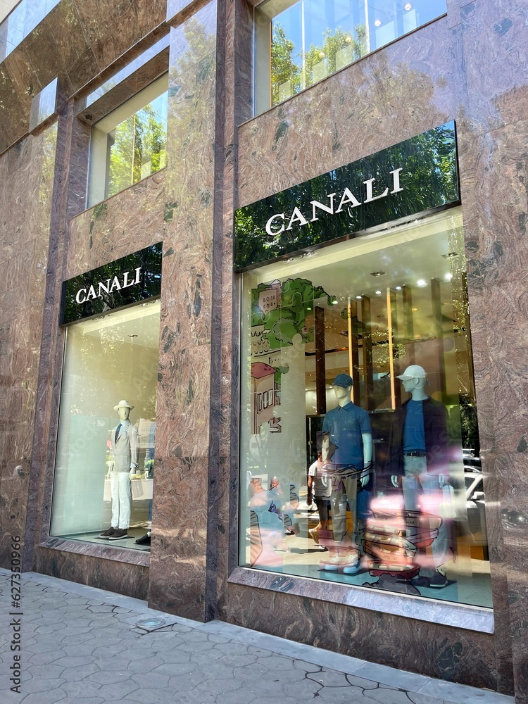 Canali official store on the ground floor of building. Italian luxury ...