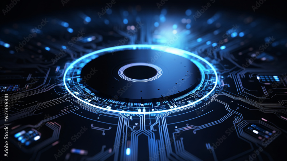 Abstract dark blue technical background. Technology background with ...