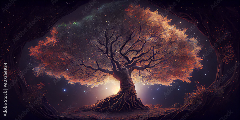 The big tree of life, which connects the terrestrial and heavenly ...