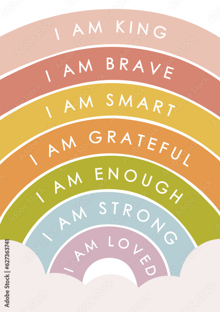 Positive affirmations illustration, educational material, rainbow ...