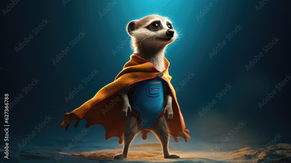 cute meerkat superhero cartoon. Created with Generative AI. Stock ...