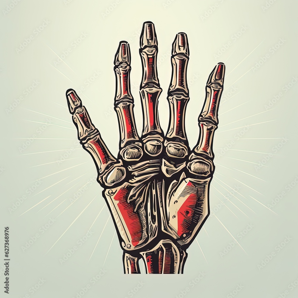 vector illustration of a hand skeleton signature, created by ai Stock ...