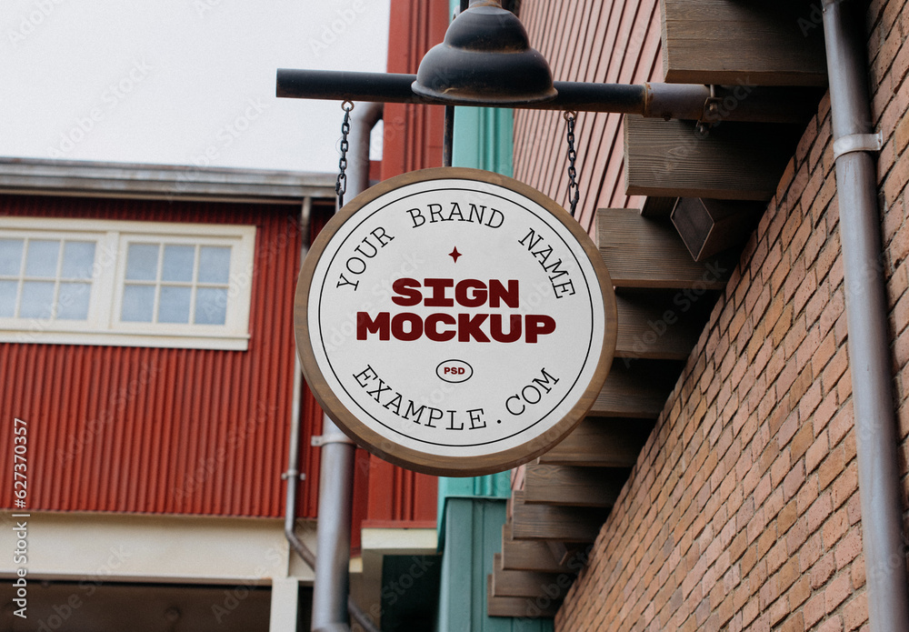 Circle Sign Mockup Stock Template | Adobe Stock