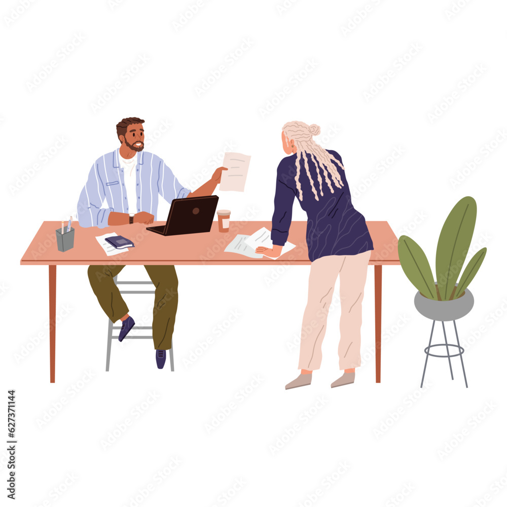 People office work. Vector illustration. A worker employee contributes ...