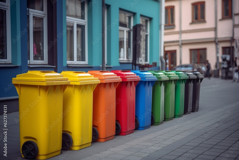 More and more complex sorting of garbage - 10 multi-colored containers ...