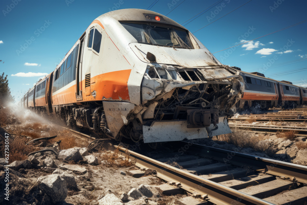 Accident of a high-speed train collided at the railroad generative ai ...