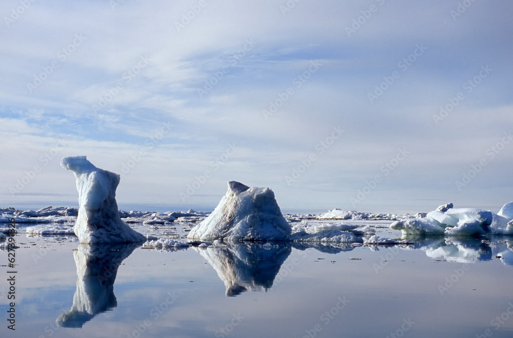 Melting ice caused by global warming; North Slope, Alaska, United ...