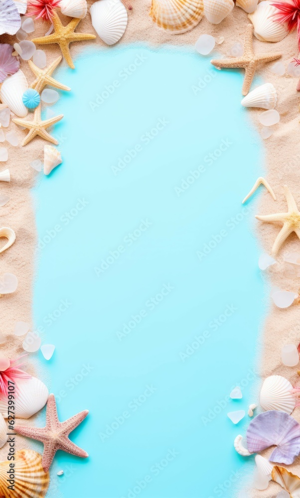 Beach themed frame for Flyers, Menù or Posters with Holiday Vacation ...