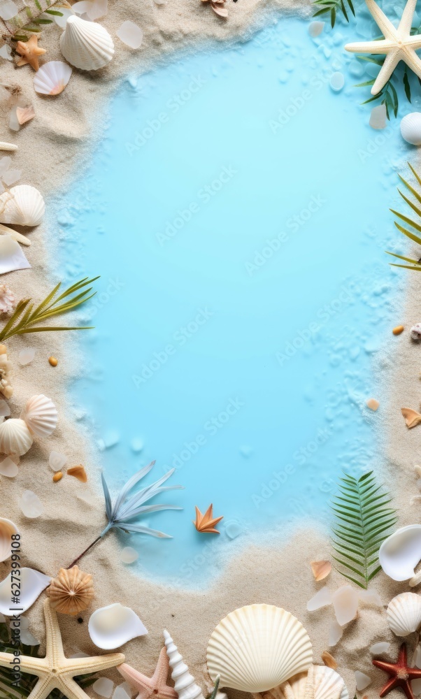 Beach themed frame for Flyers, Menù or Posters with Holiday Vacation ...