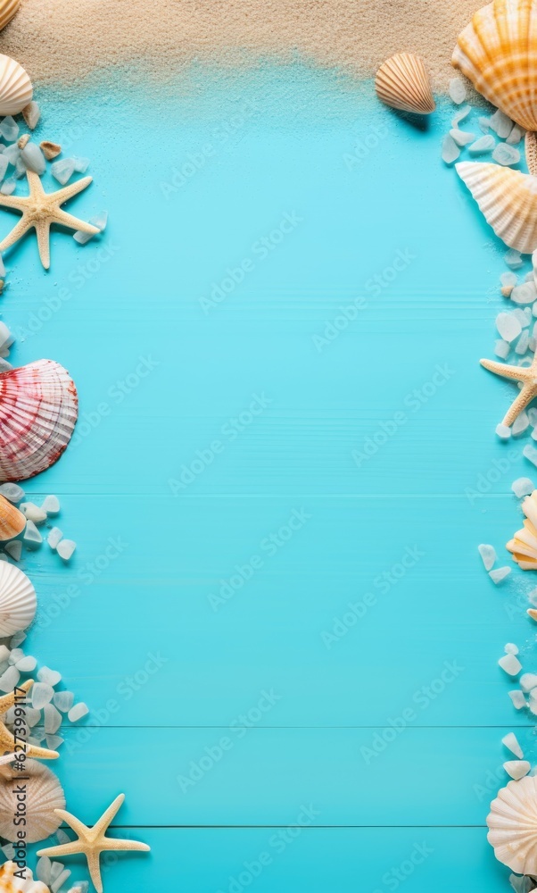 Beach themed frame for Flyers, Menù or Posters with Holiday Vacation ...