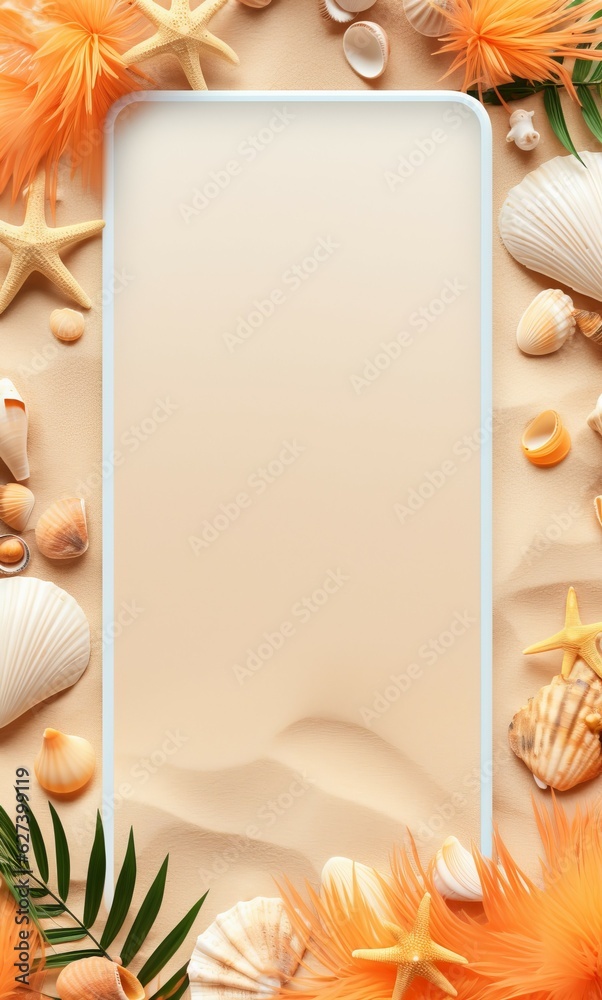 Beach themed frame for Flyers, Menù or Posters with Holiday Vacation ...