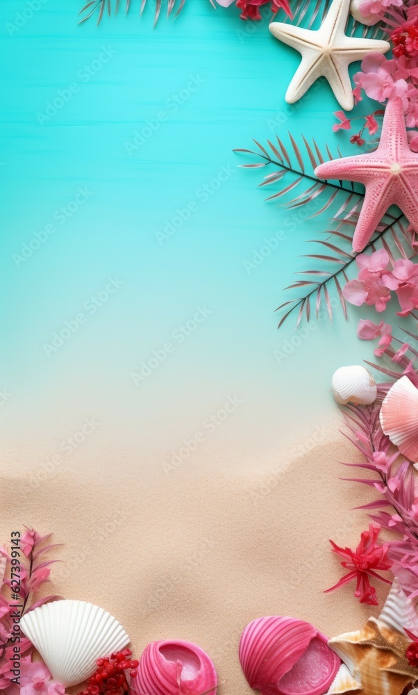 Beach themed frame for Flyers, Menù or Posters with Holiday Vacation ...