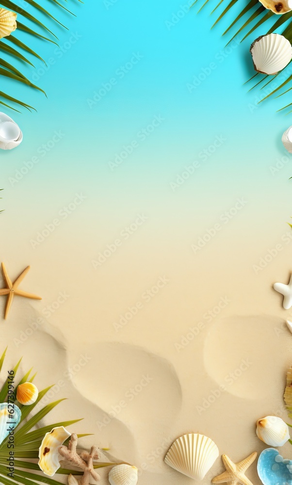 Beach themed frame for Flyers, Menù or Posters with Holiday Vacation ...