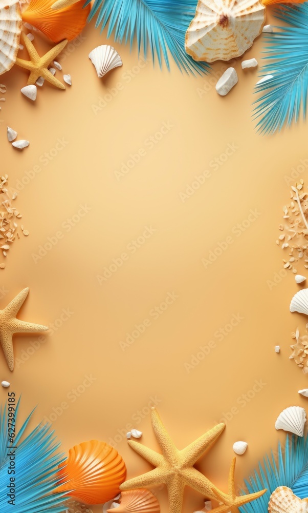 Beach themed frame for Flyers, Menù or Posters with Holiday Vacation ...