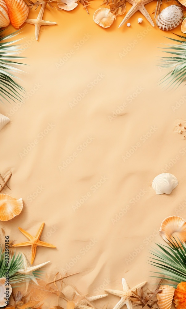 Beach themed frame for Flyers, Menù or Posters with Holiday Vacation ...