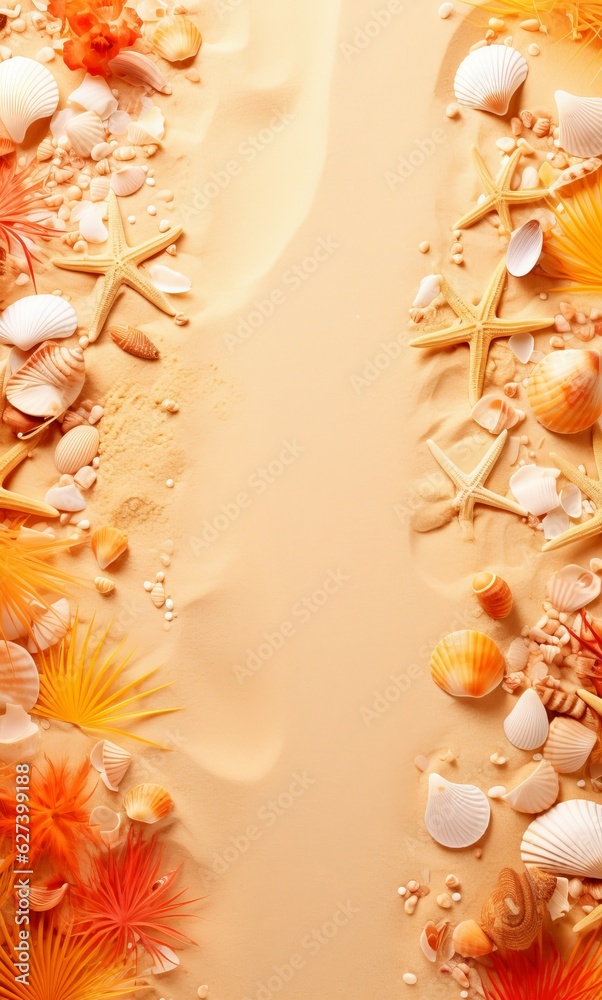 Beach themed frame for Flyers, Menù or Posters with Holiday Vacation ...