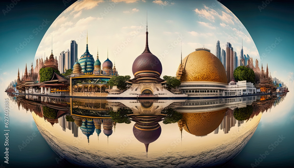 Cross section of planet Earth with Bangkok landmarks - Generative AI ...