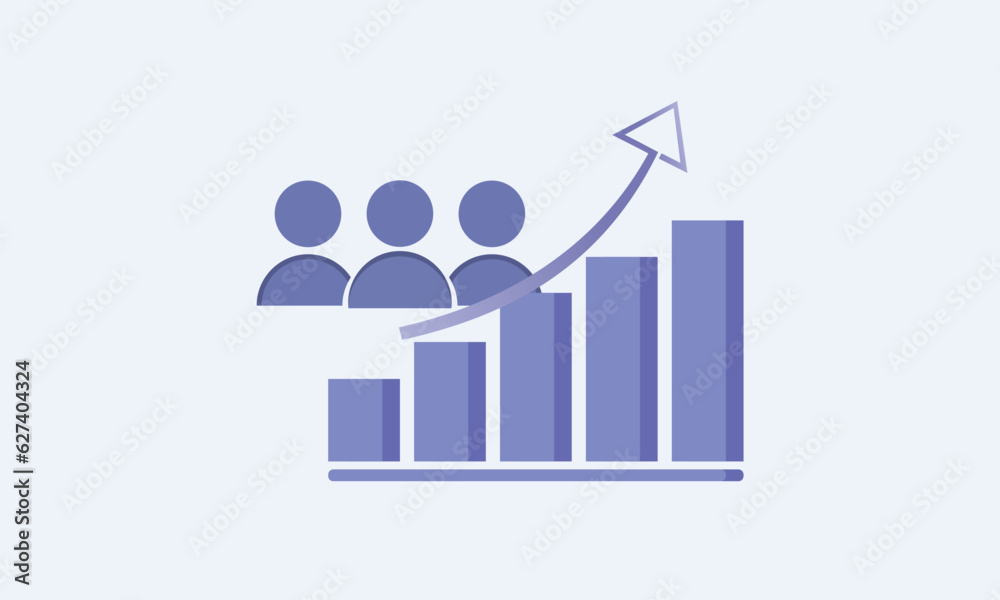 population growth icon, increase social development, global demography, people evolution chart ...